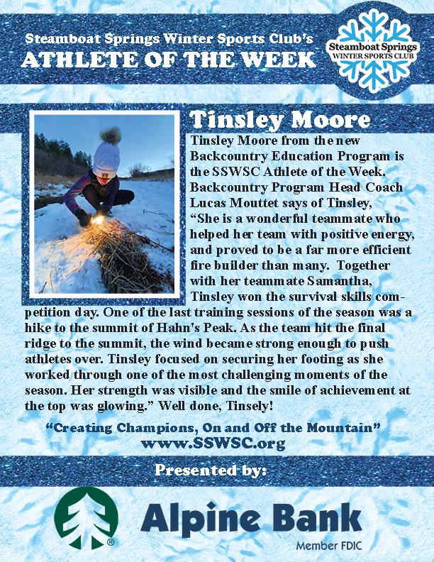 Athlete of the Week, Tinsley Moore