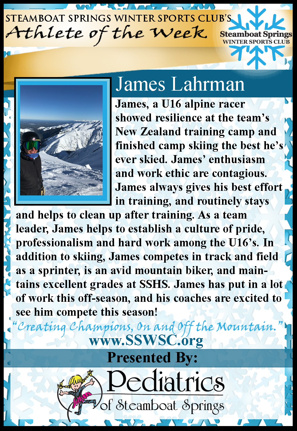 Athlete of the Week James Lahrman